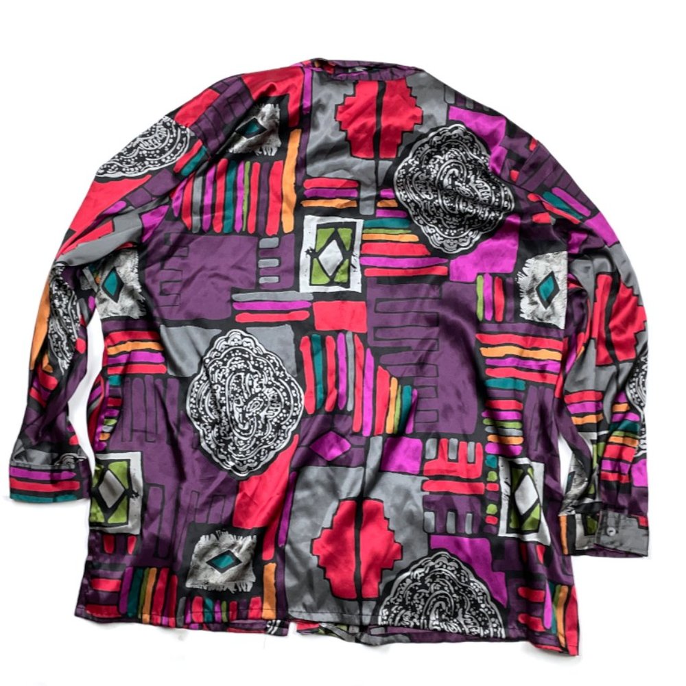 90s Fresh Prince Colorful L/S Button-Front Shirt - Gem